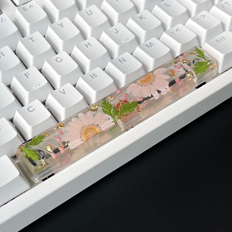 Floral Resin Spacebar Keycap: Pink Flower, Cherry MX Key - Etsy