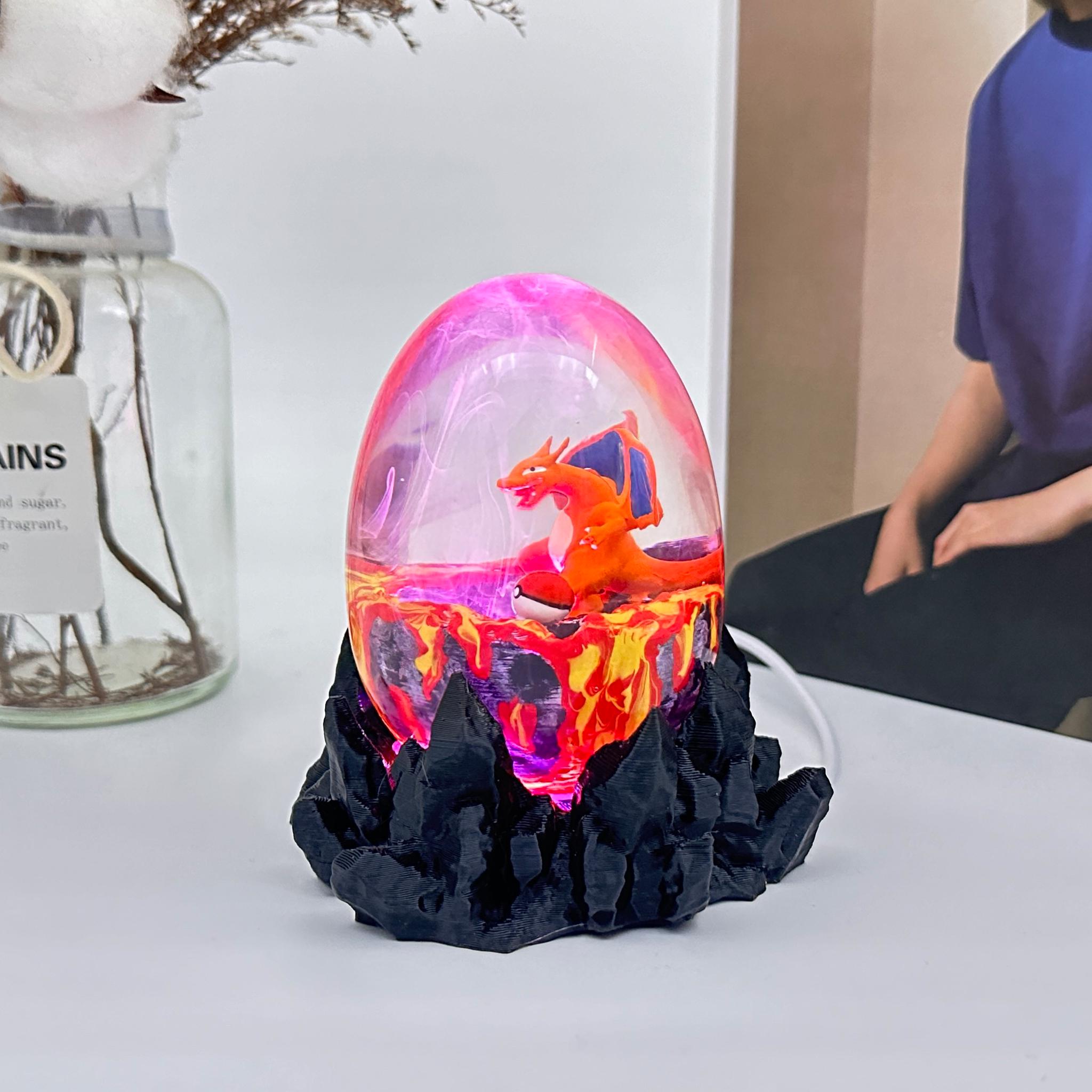 Resin Egg Lamp, Charizard Pokemon Birthday, Custom Egg Lamp, Epoxy ...