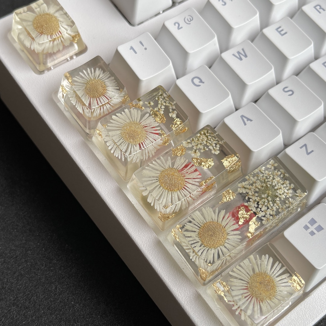 Handmade Resin Keycap Set: Daisy Flower, Cherry MX, Custom Keyboard - Etsy