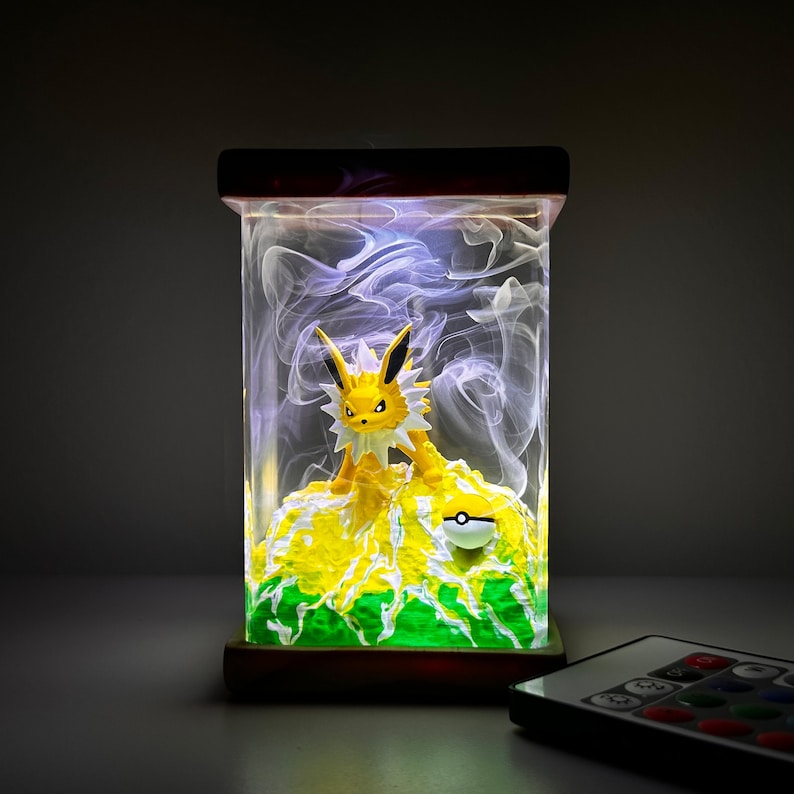 Eevee Evolution Pokemon Lamp, Jolteon Epoxy Lamp, Custom Epoxy Lamp ...