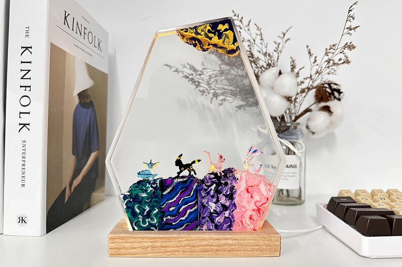 Eevee Evolution Pokemon Lamp, Custom Resin Lamp With Any Pokemon, Epoxy ...