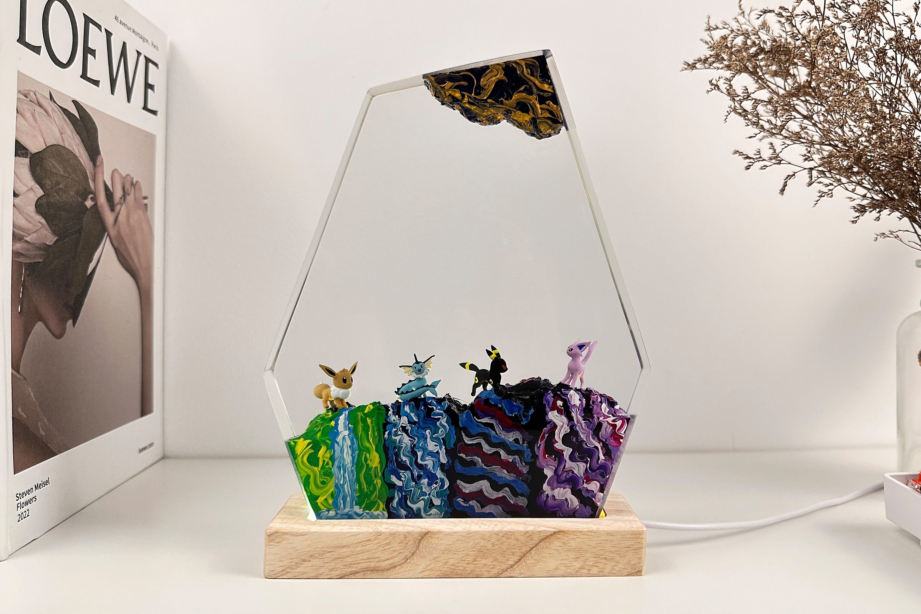 Eevee Evolution Pokemon Lamp, Custom Resin Lamp With Any Pokemon, Epoxy ...