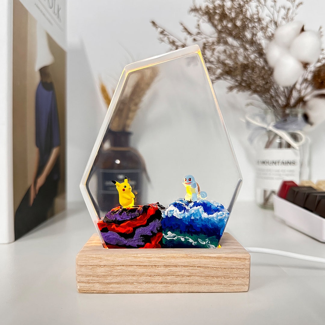 Pikachu Squirtle Pokemon Lamp, Custom Pokemon Lamp, Gift for Him, Resin ...