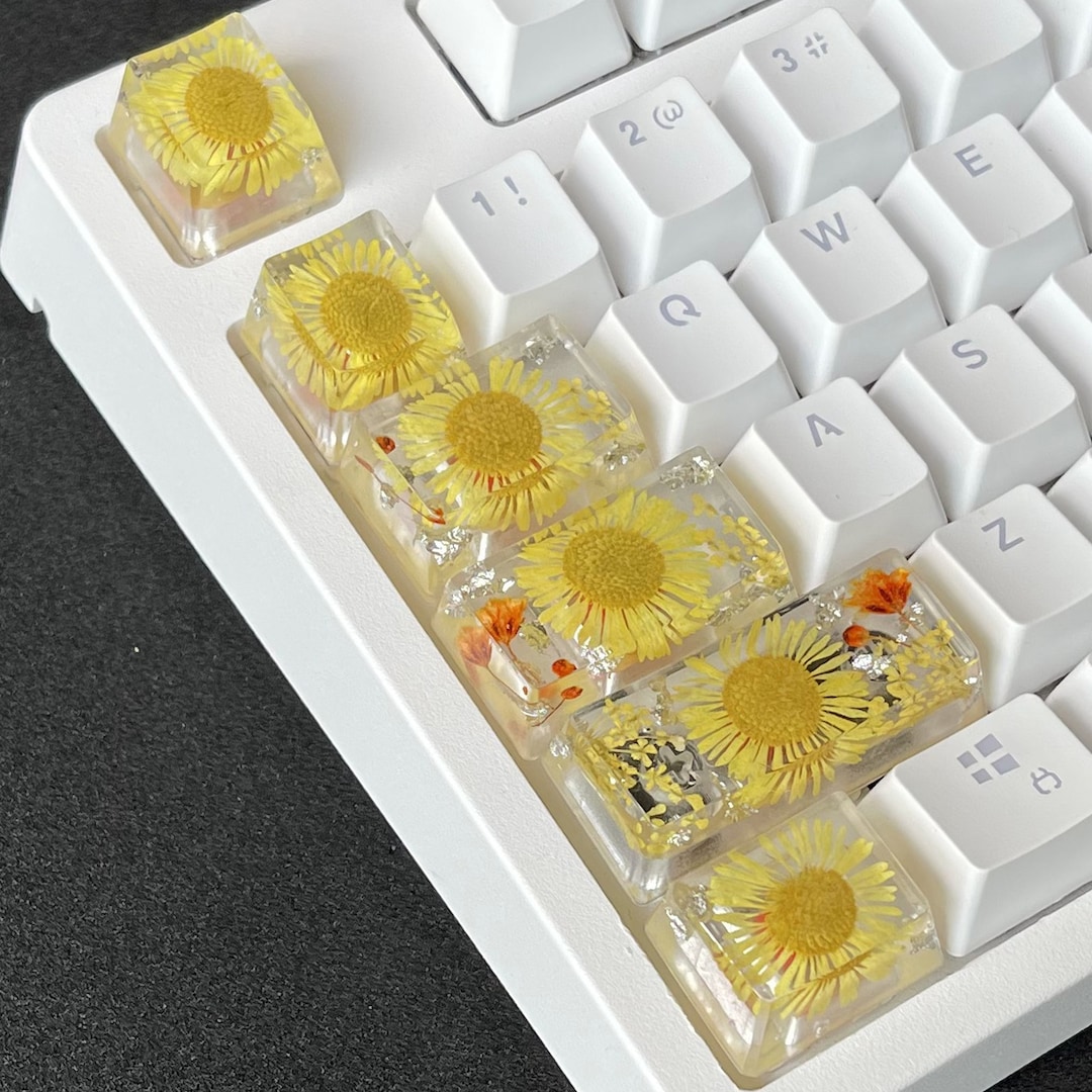 Yellow Floral Artisan Keycap: Custom Cherry MX Keyboard Keycap - Etsy