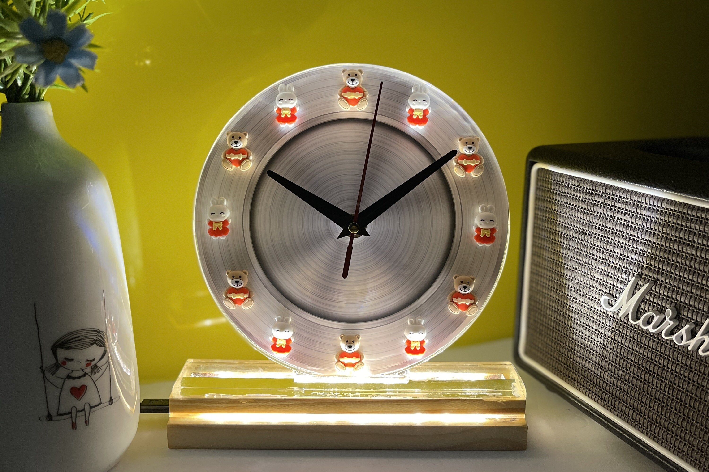 Desk Clock Resin Clock Lamp Bedside Lamp Desk Lamp Cute - Etsy