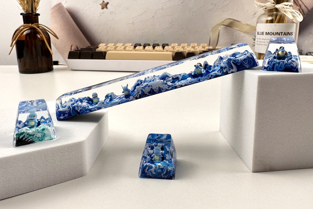 Squirtle Evolution, Wartortle, Blastoise, Water Themed Artisan Keycap ...