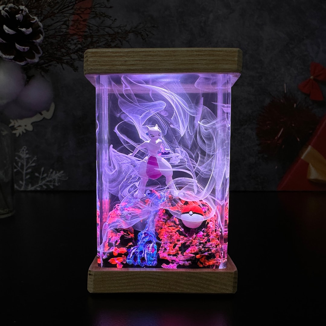 Pokemon Lamp, Mewtwo Resin Lamp, Pokemon Gifts, Pokemon Decor, Custom ...