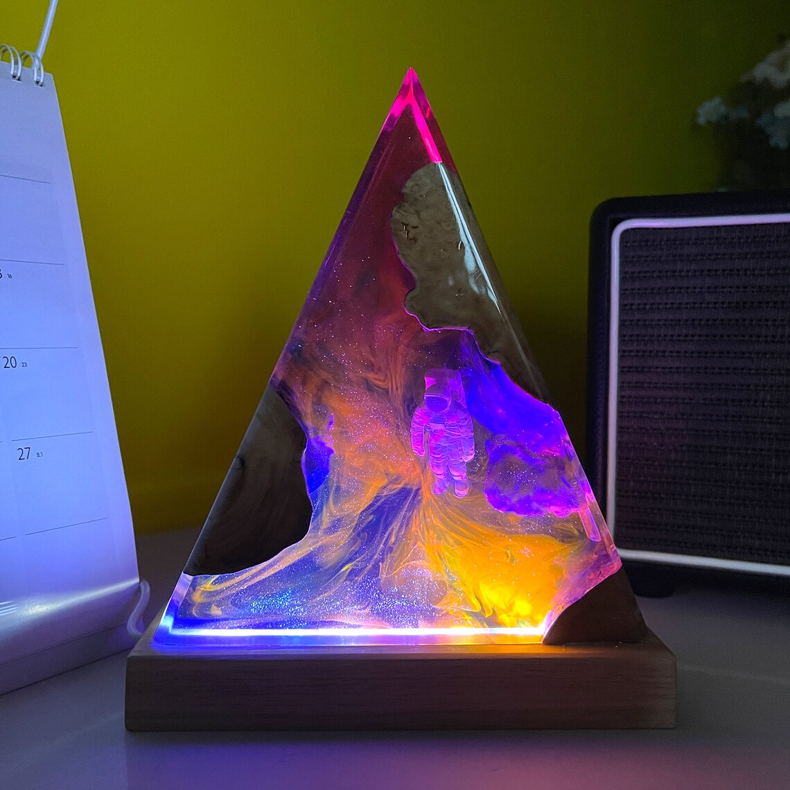 Wood Resin Galaxy Lamp Resin Night Light Floor Lamp - Etsy