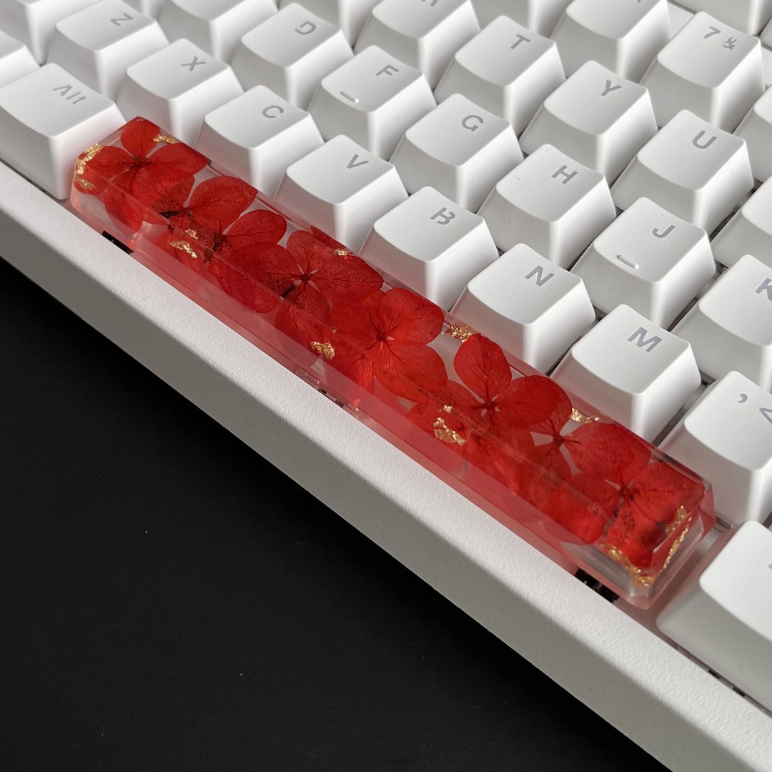 Red Floral Resin Artisan Spacebar - Custom Mechanical Keycap - Etsy