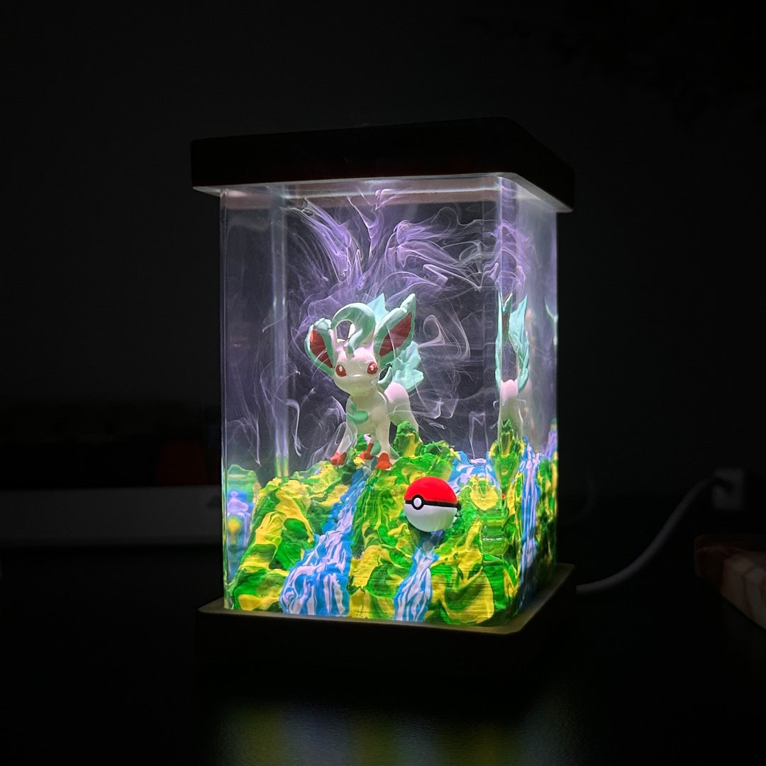 Custom Resin Lamp Leafeon, Pokemon Gift, Custom Epoxy Lamp, Pokemon ...