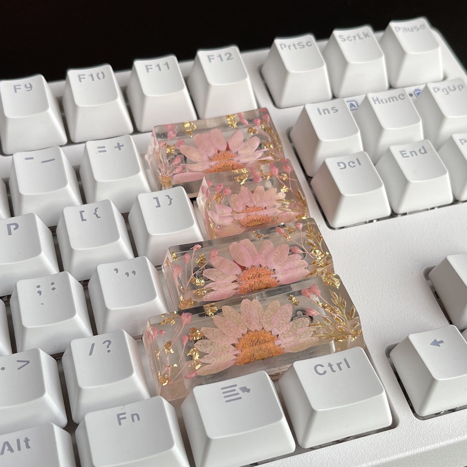 Floral Resin Spacebar Keycap: Pink Flower, Cherry MX Key - Etsy