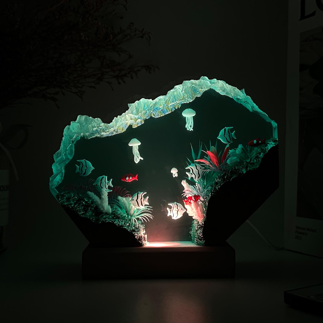 Custom Resin Lamp, Unique Ocean Lamp, Bedside Lamp, Custom Handmade ...