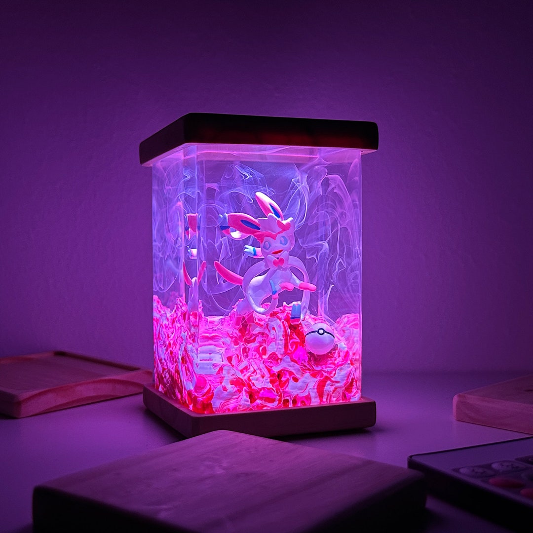 Sylveon Custom Resin Lamp, Epoxy Lamp, Epoxy Night Light, Pokemon Gift ...