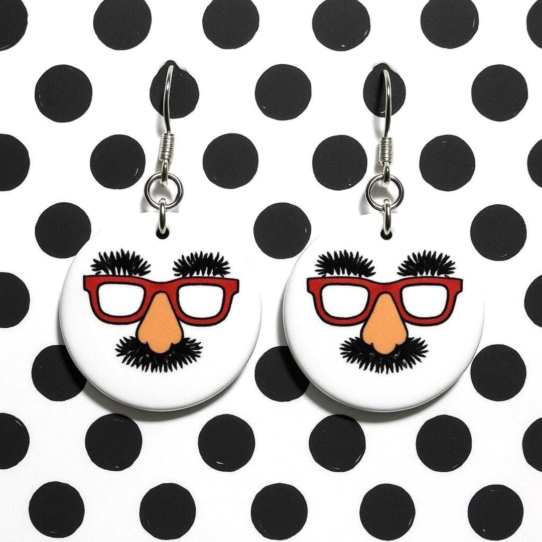 Groucho Earrings, Funny Statement Earrings, Quirky Fun Earrings, Comic Earrings - Etsy