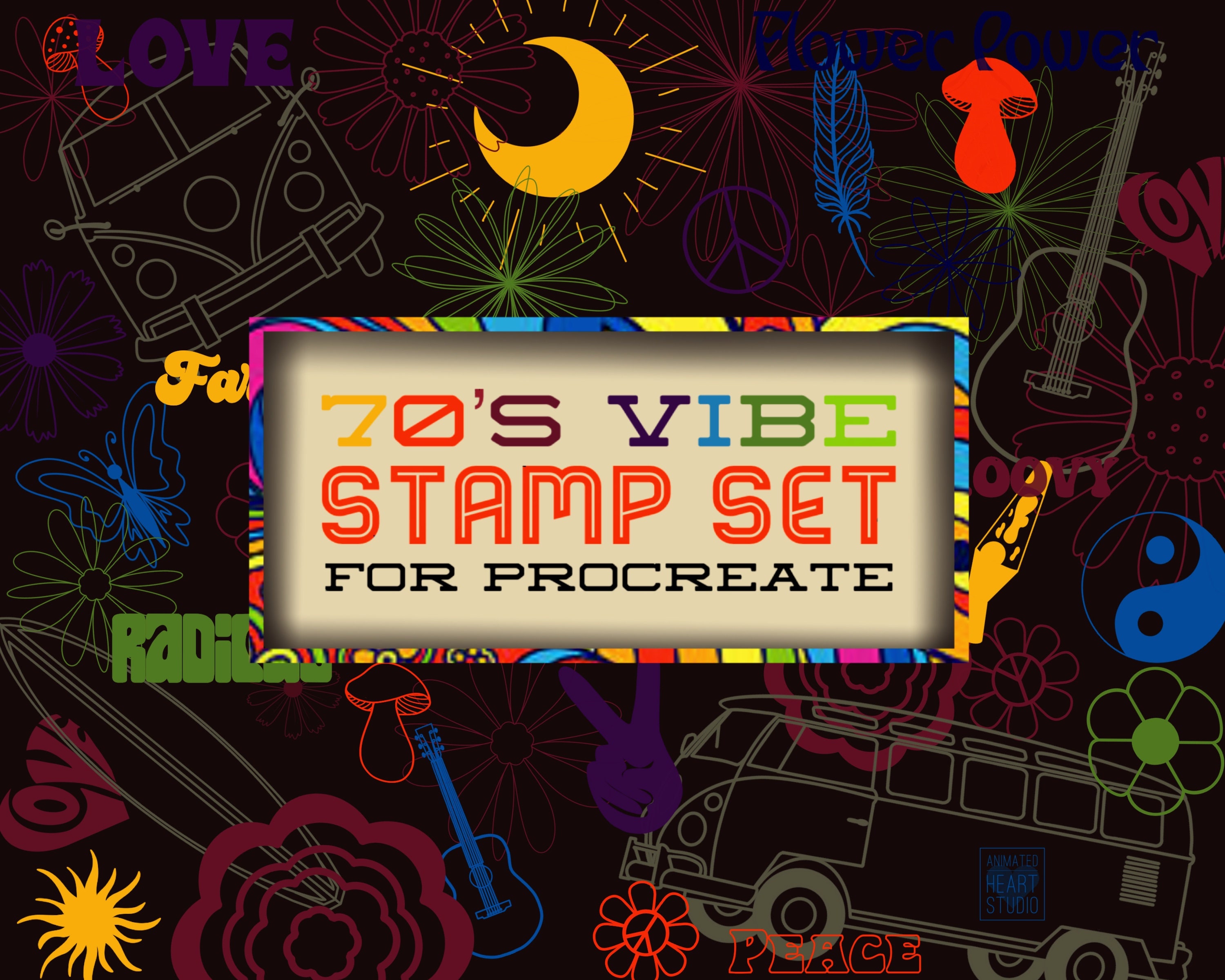 Procreate 70s Vibe Stamp Set 70s Stamps Retro Stamps 70s - Etsy