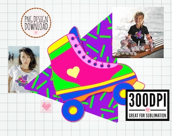 Neon Roller Skate Clipart - Etsy
