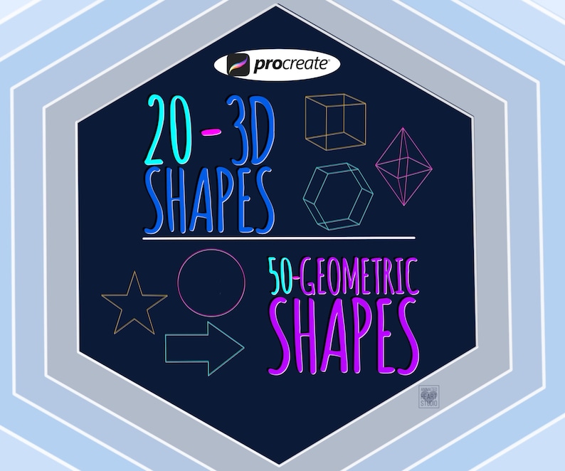 Procreate 3D Shapes, Shapes Stamp Set, Procreate Geometric Shapes ...