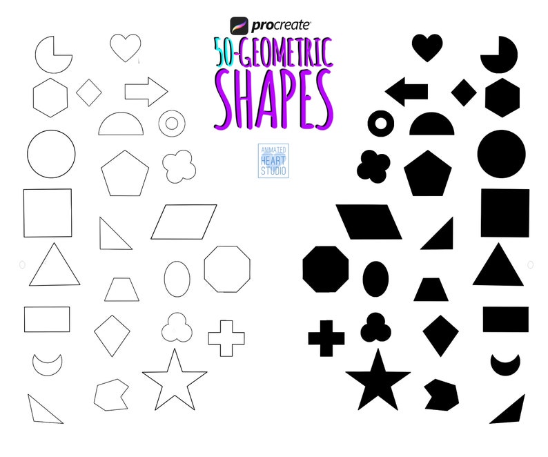 Procreate 3D Shapes, Shapes Stamp Set, Procreate Geometric Shapes ...