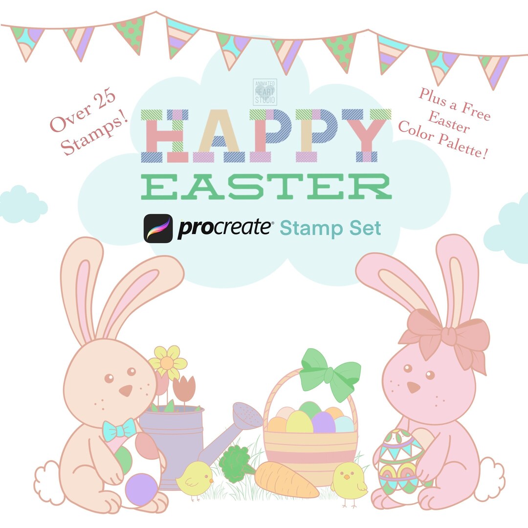 Procreate Easter Stamps, Procreate Easter Bunny Stamps, Easter Brush ...