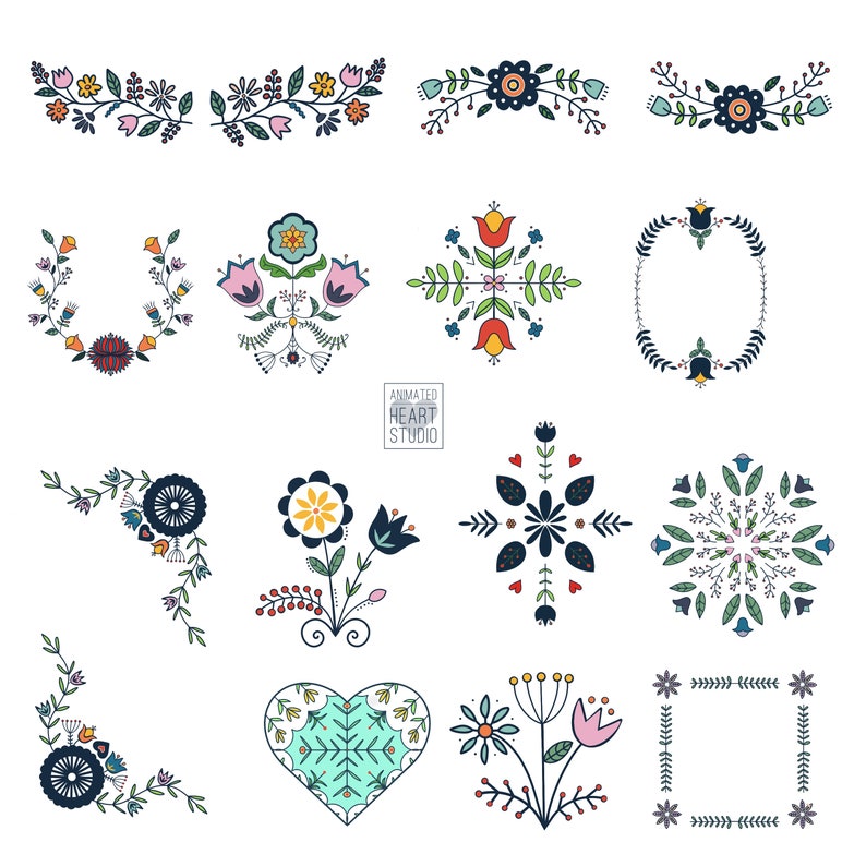 Folk Art Png Clip Art, Png Folk Art, Clip Art Flowers, Floral Frame ...