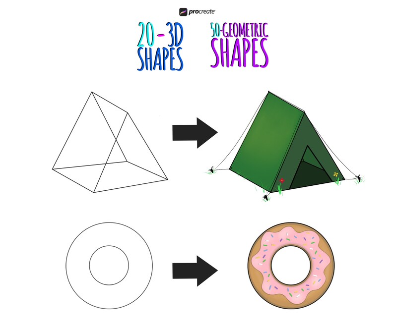 Procreate 3D Shapes, Shapes Stamp Set, Procreate Geometric Shapes ...