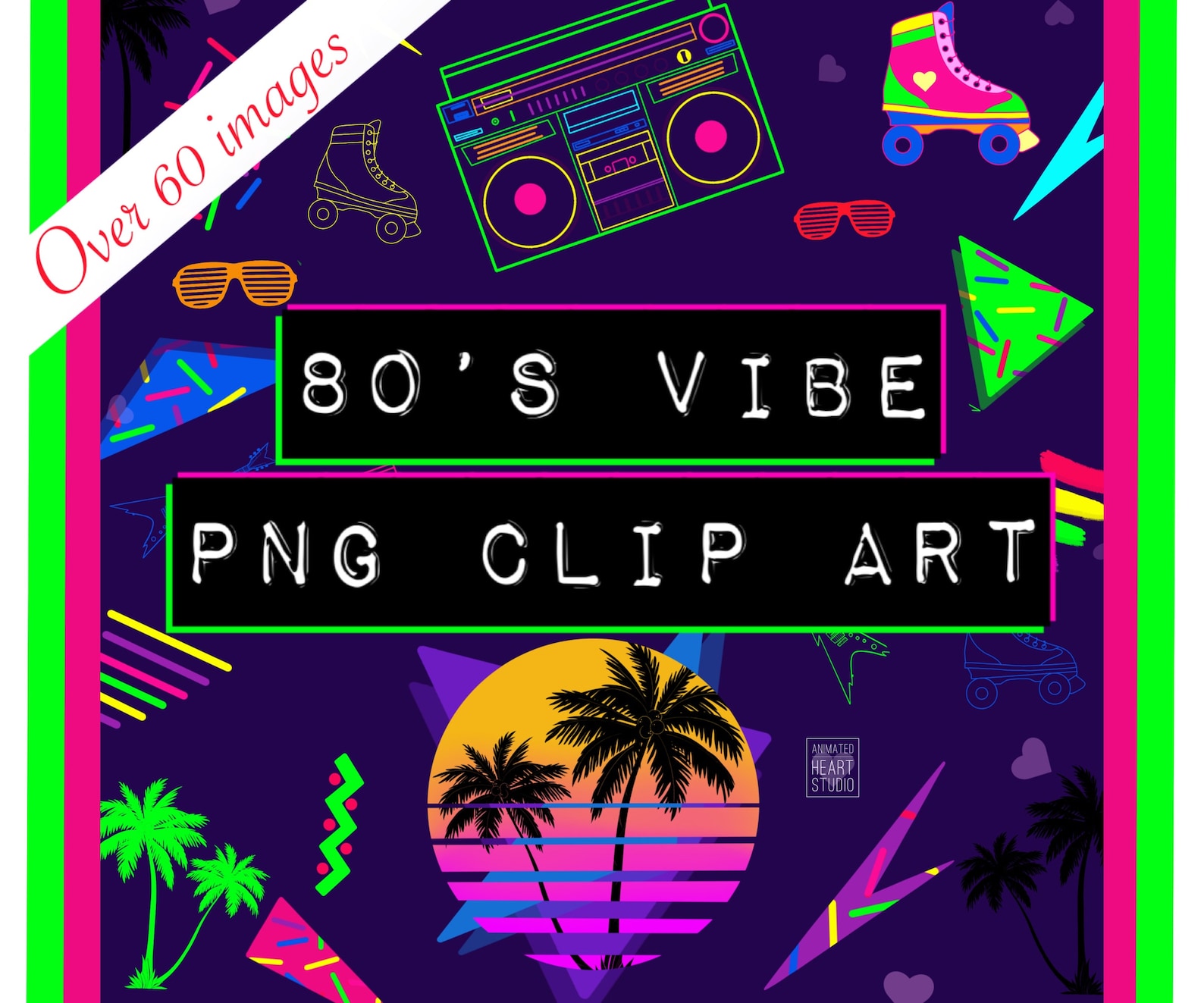 80’s Vibe Png Clip Art, 80’s Png, 80’s Clip Art Shapes, Neon Clip Art, 80s Neon Clipart, Roller ...