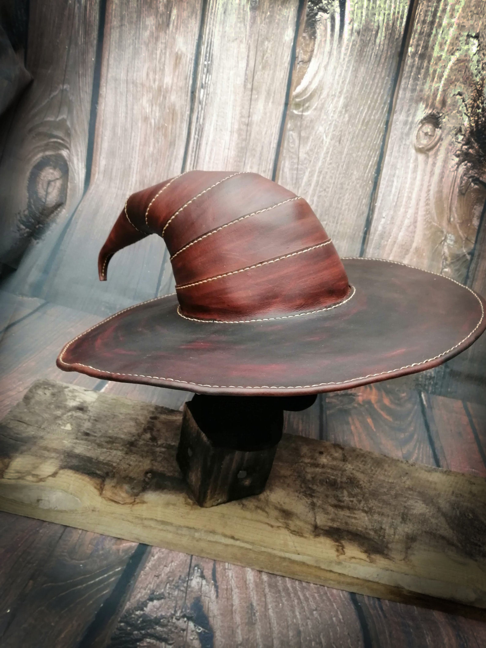Leather Wizard Witch hat Handstitched Harry Potter style | Etsy