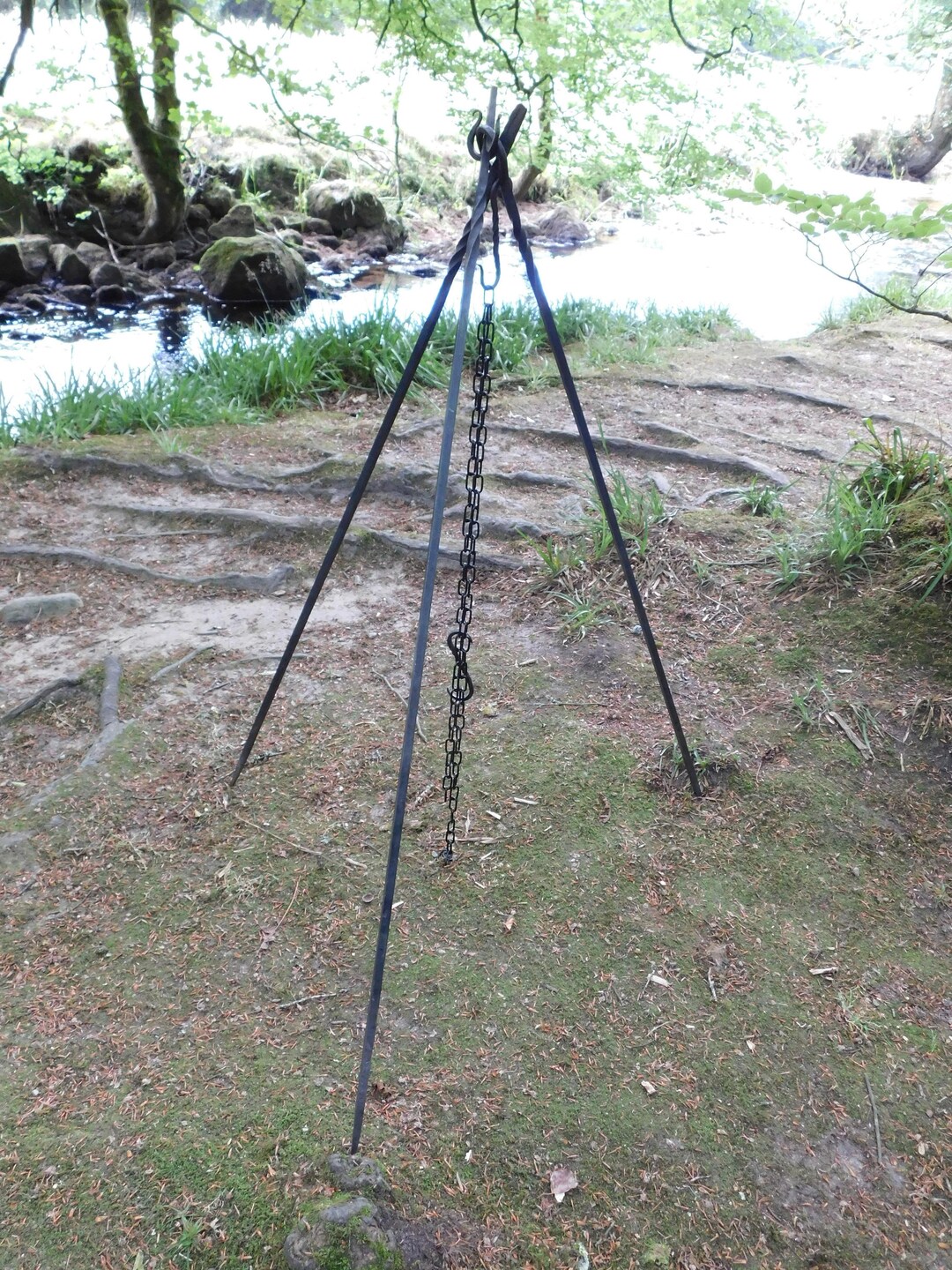 Cooking Tripod Hand Forged Camp Fire Reenactment Larp Outdoor Grill Bbq ...