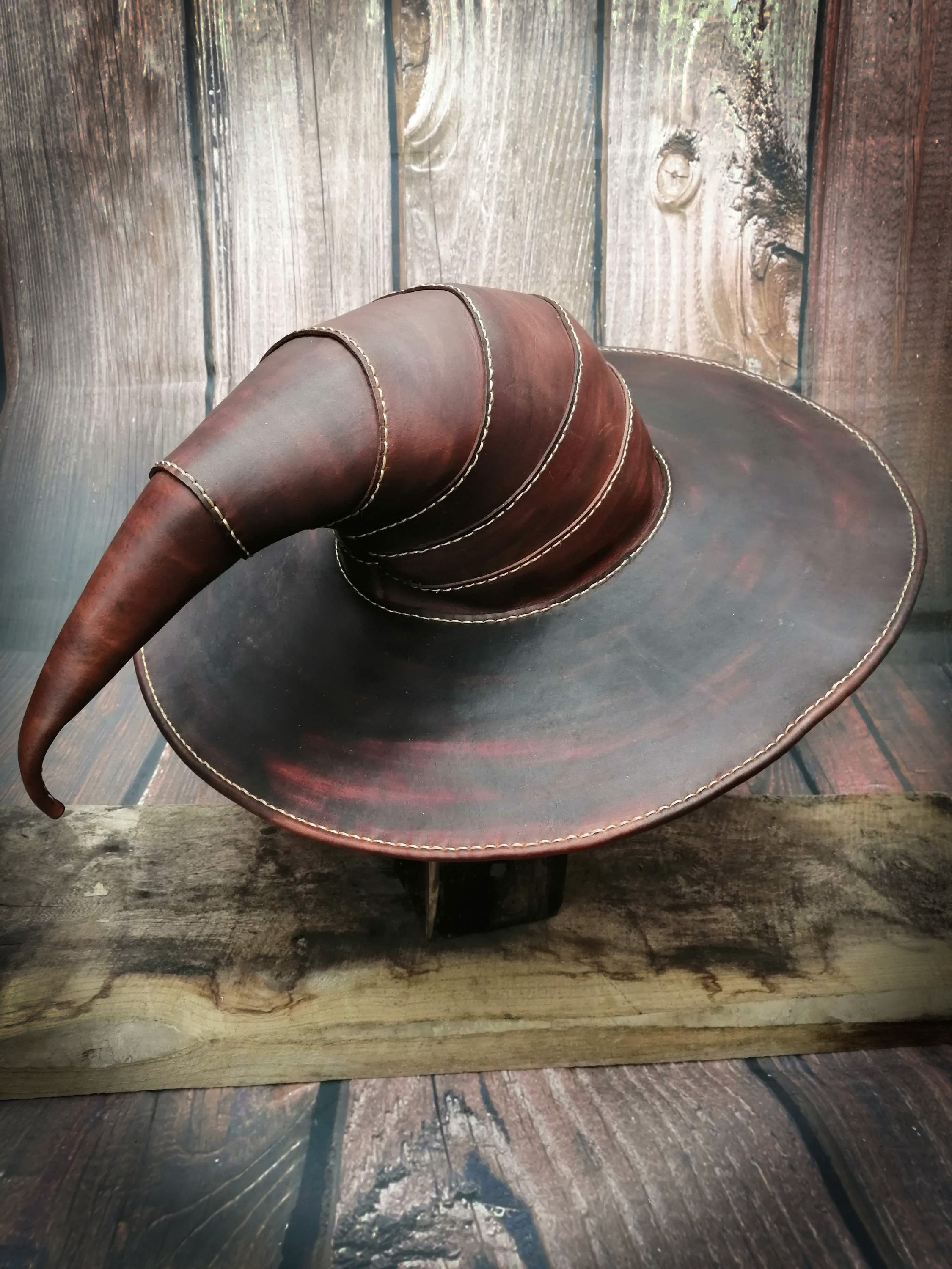 Leather Wizard Witch Hat Handstitched Wizard Style Real | Etsy Canada