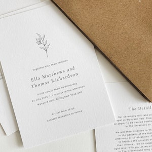 Classic Wedding Invitations, Simple Leaf Wedding Invitation Card With ...