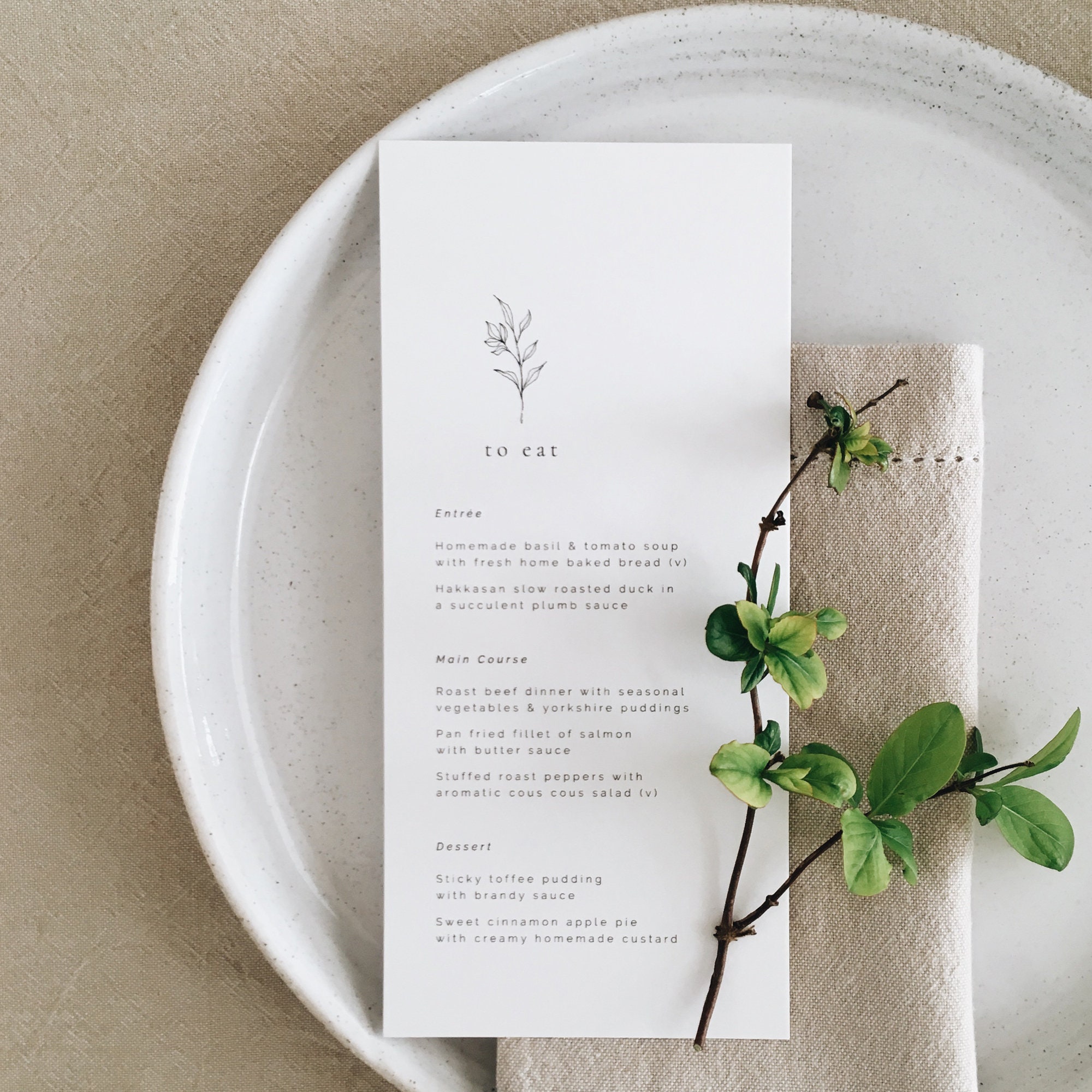 Wedding Menu Table Settings Menu Cards Table Setting - Etsy