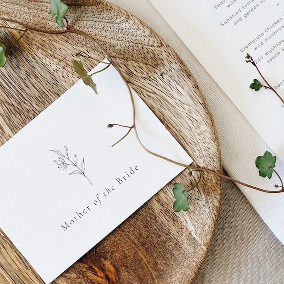 Place Name Cards Wedding Simple Foliage Place Cards Classic Place Settings on the Day Wedding Stationery Etsy UK