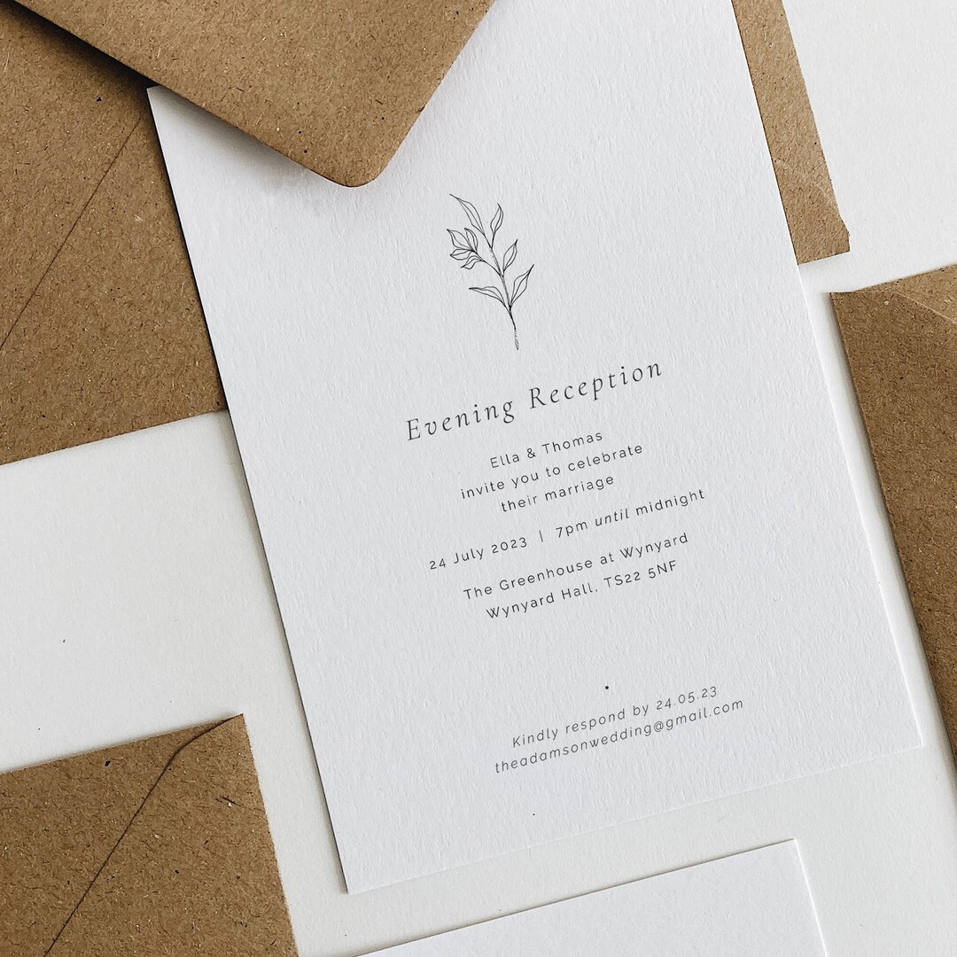 Evening Reception Invites Simple Foliage Wedding Invitations - Etsy