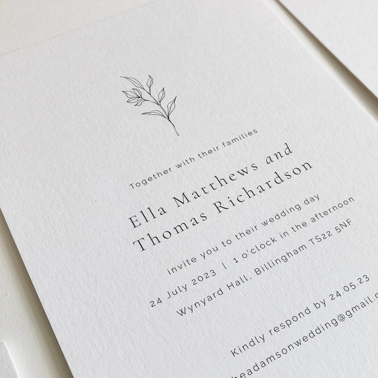 Classic Wedding Invitations Simple Leaf Wedding Invitation - Etsy