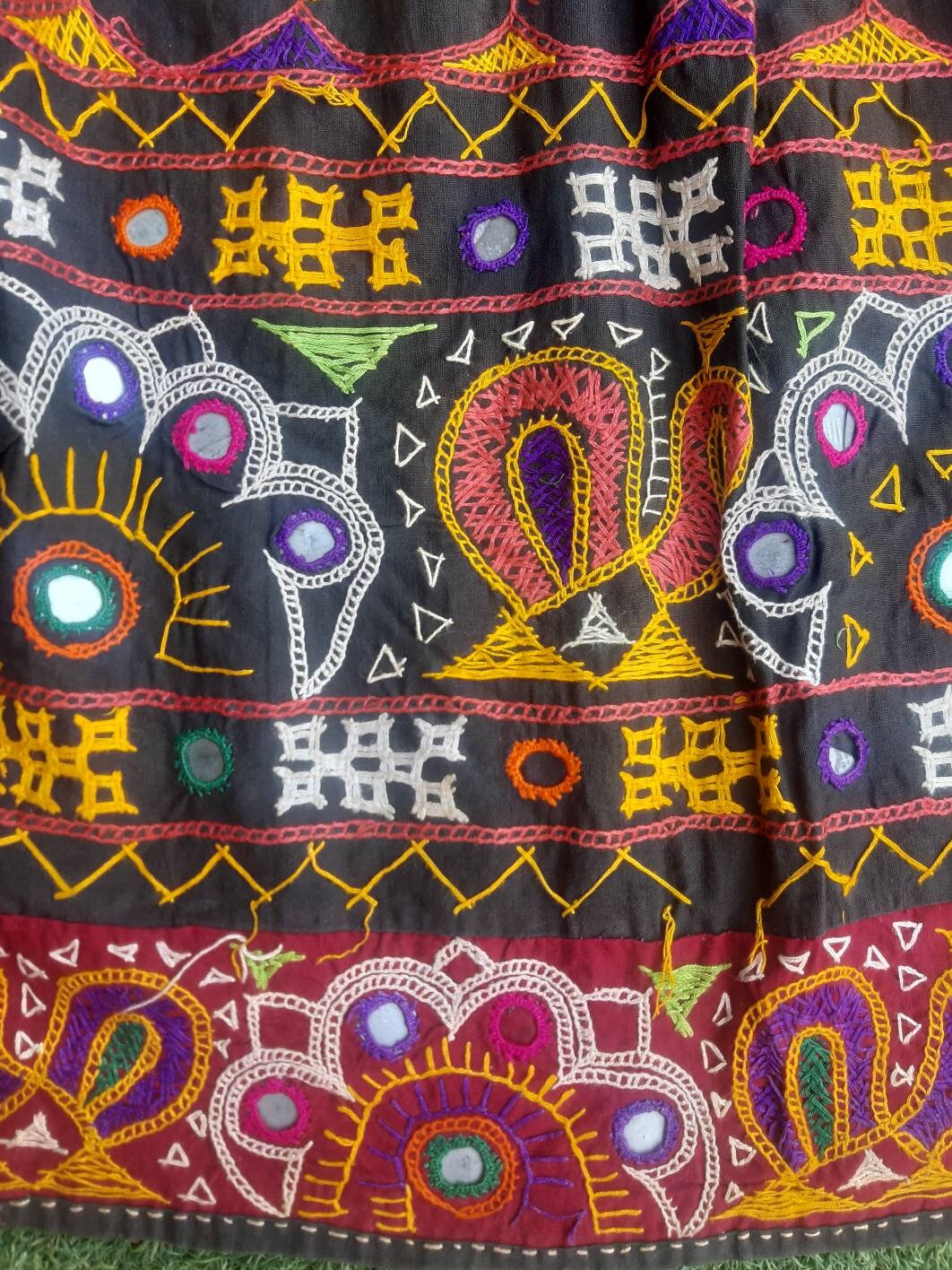 VINTAGE Banjara TRIBAL Mirror SKIRT and Choli Blouse Kuchi Rabari Boho ...