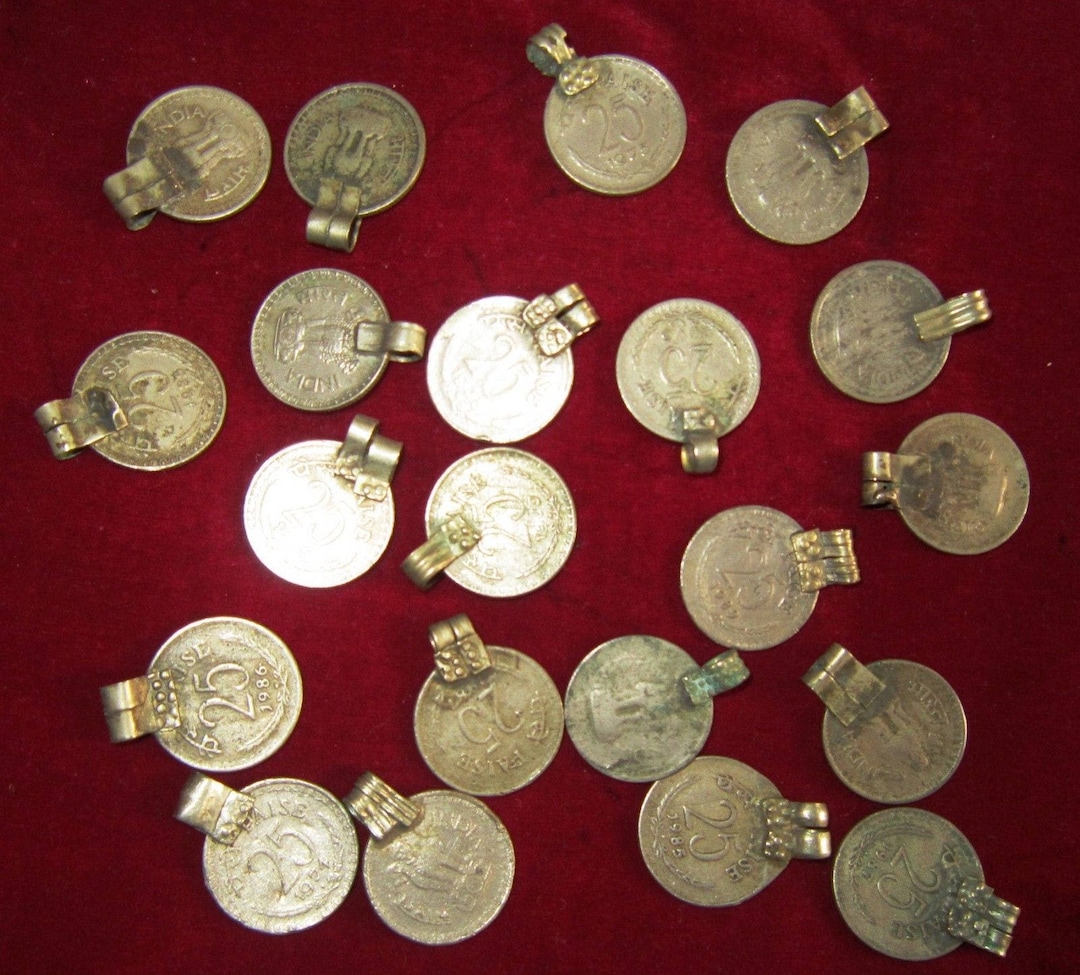 100 VINTAGE Banjara Tribal Kuchi COINS Pendants With Loops LOT Belly ...