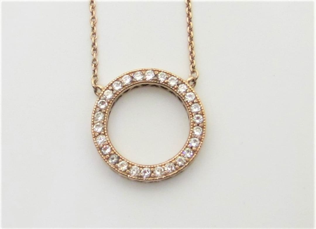 Pandora Circle of Sparkle 14K Rose Gold Plated Necklace - Etsy