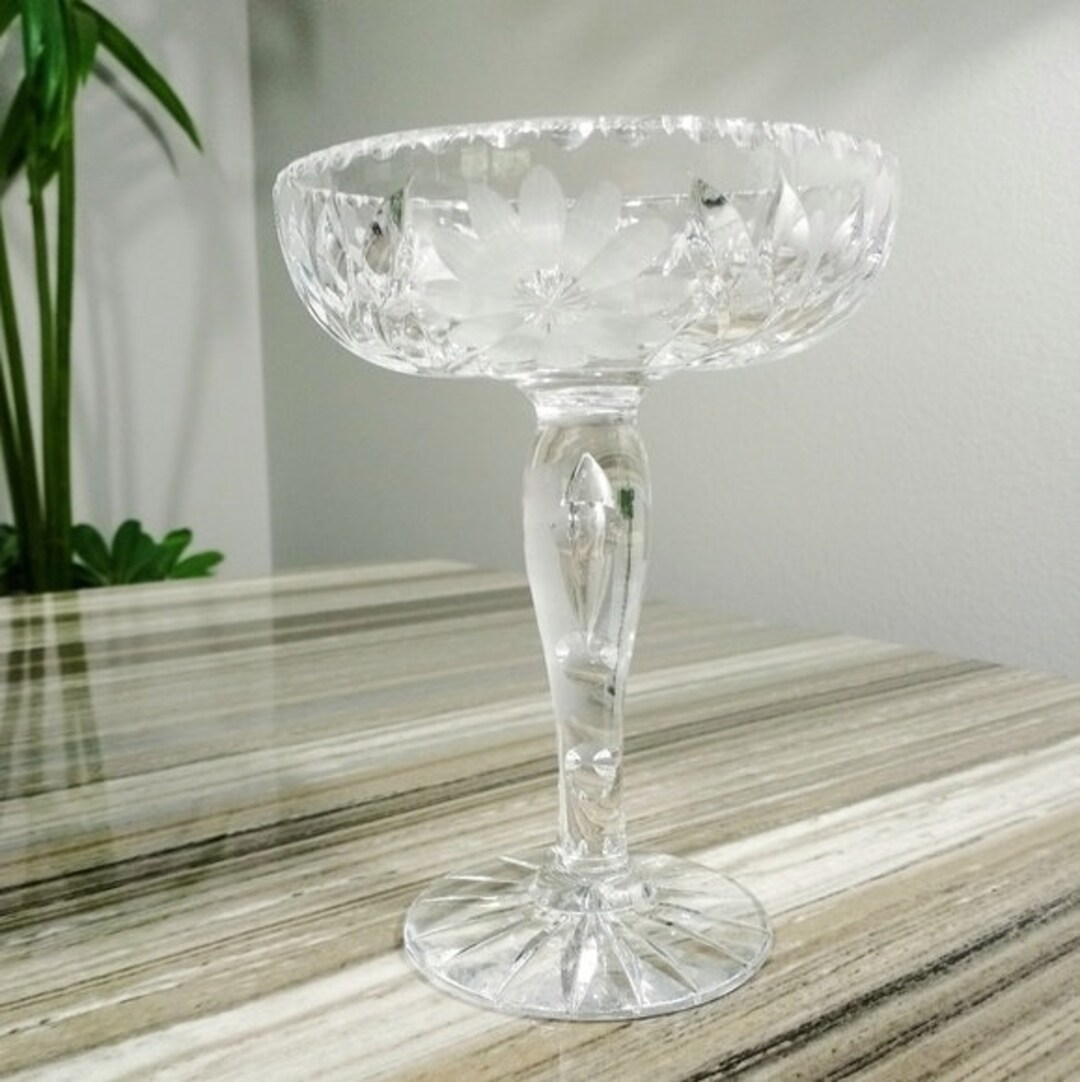American Brilliant Cut Clear Glass Compote - Etsy