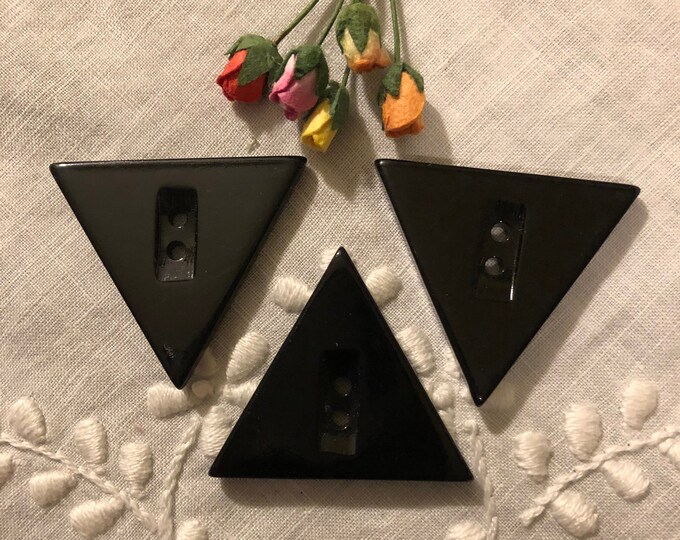 Vintage Celluloid/bakelite Black Triangle Buttons Set of 3 - Etsy