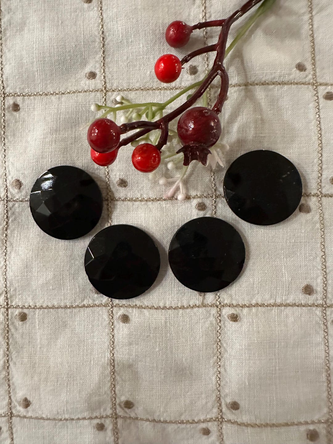 Vintage Buttons - Black Jet Glass - Set of 4 - Etsy
