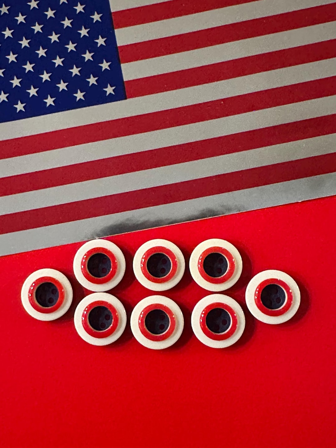Vintage Buttons - Red, White and Blue Plastic Set of 8 - Etsy