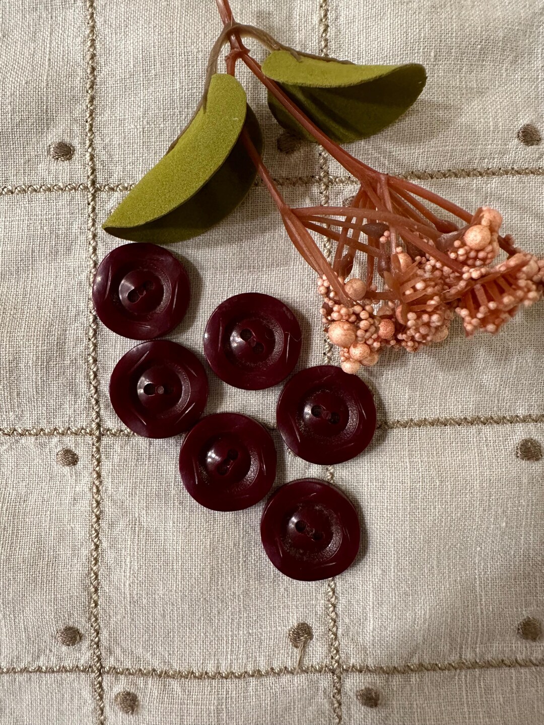 Vintage Buttons - Dark Wine Textured Bake a Lite - Set of 6 - Etsy