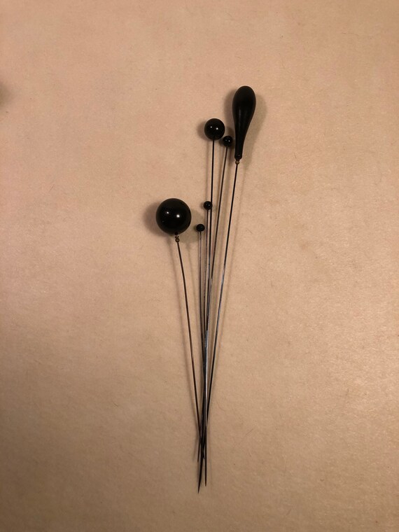 Vintage Hat Pins with Lace Covered Glass Vile - Gem
