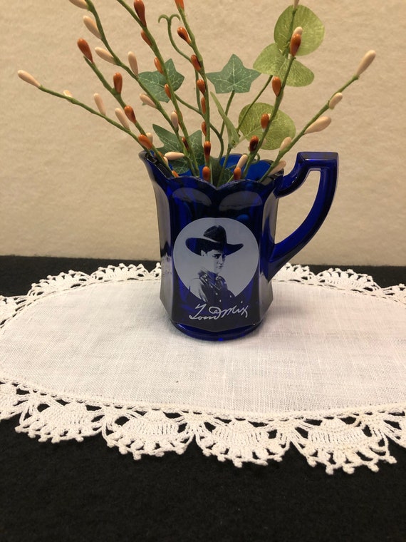 Vintage Tom Mix Cobalt Glass Pitcher | Etsy