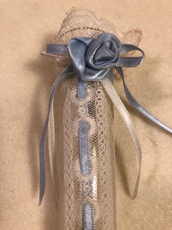 Vintage Hat Pins with Lace Covered Glass Vile - Gem