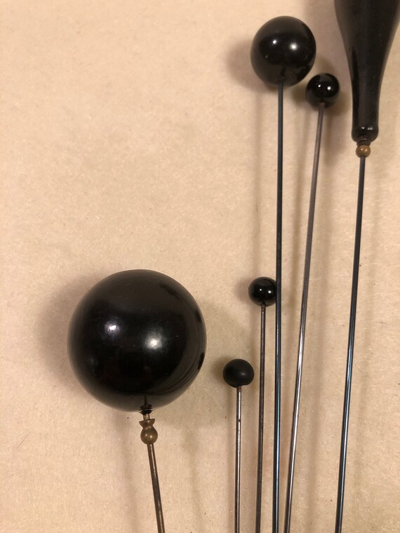 Vintage Hat Pins with Lace Covered Glass Vile - Gem