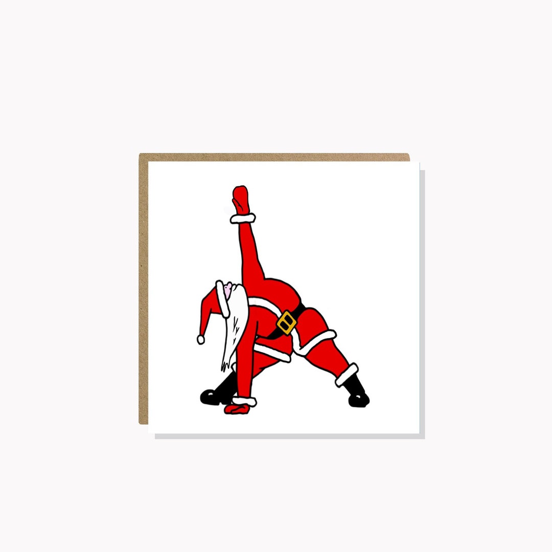 10 Yoga Christmas Cards Yoga Santa Card Xmas Card Yoga Yoga Instructor ...