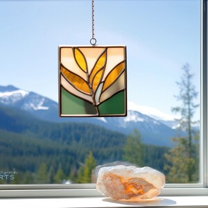 Modern Stained Glass Plant Patterns, 4 Printable Plant Stained Glass ...