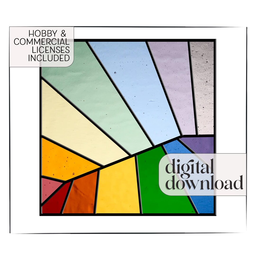 Beginner Stained Glass Pattern, Abstract Rainbow Square, Modern Stained ...