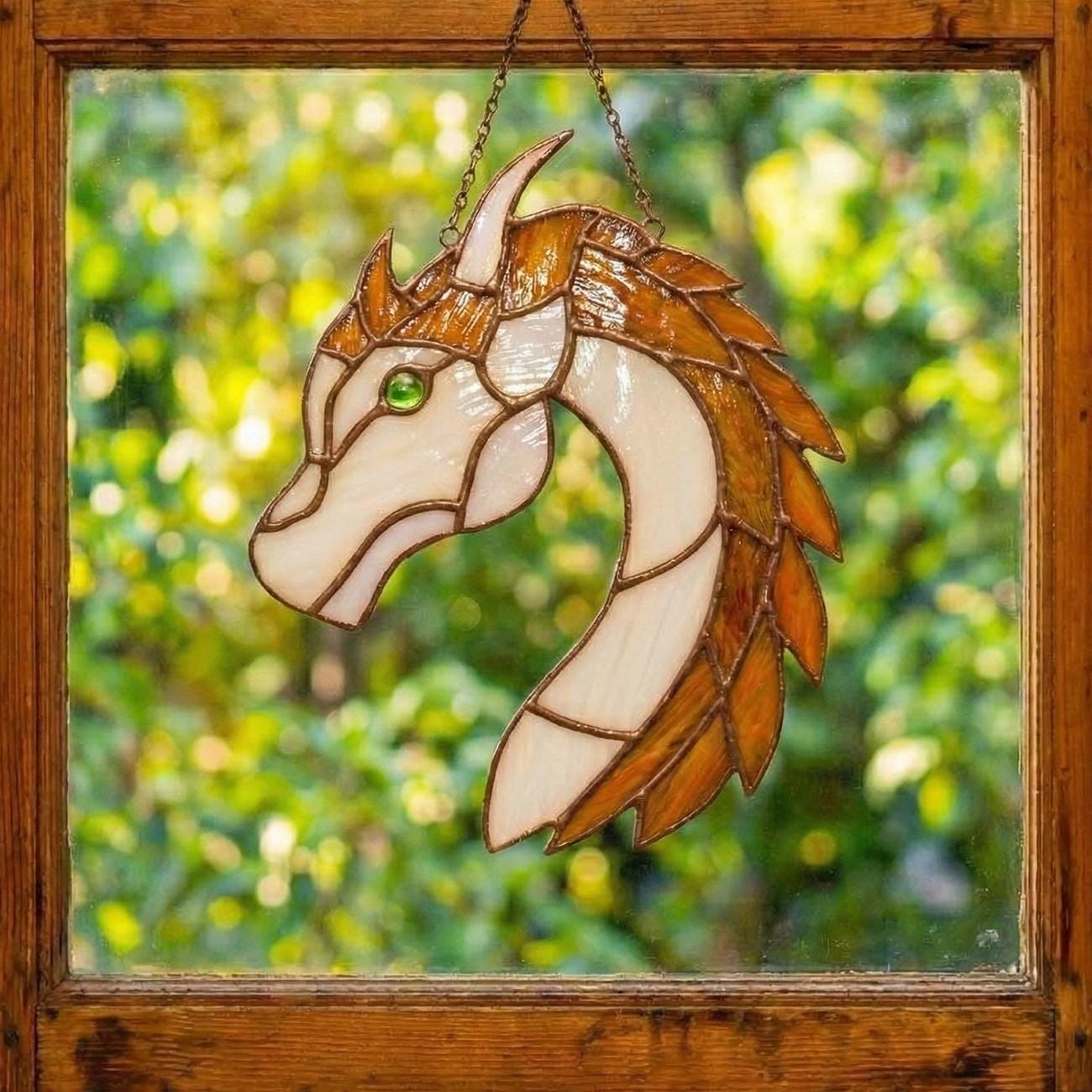Dragon Stained Glass Pattern: Sun Catcher Window Hanging PDF & PNG - Etsy